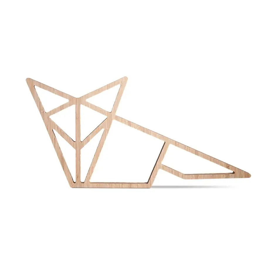 Origami Bamboo Wood Fox Wall Art | Prints On Wood